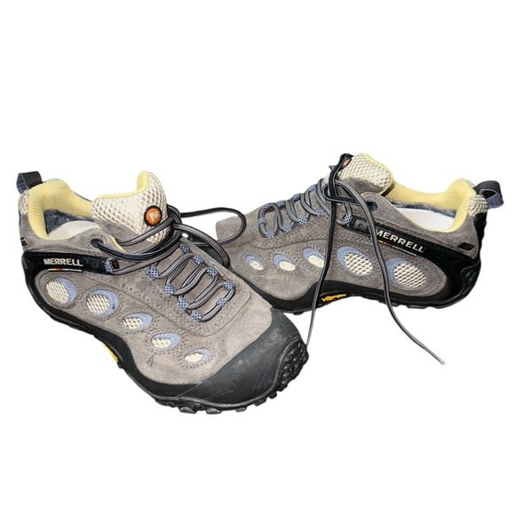 Merrell | Shoes | Merrell Gray And Yellow Trail Shoes Hiking Shoes ...